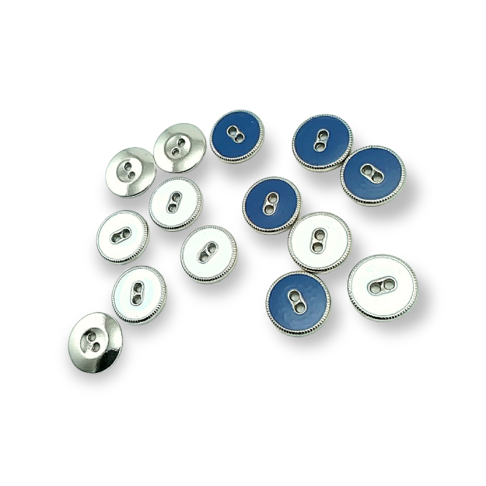 Two Holw Buttons - 2 Holes Enameled Sewing Button Edge Patterned 13 mm 20 L