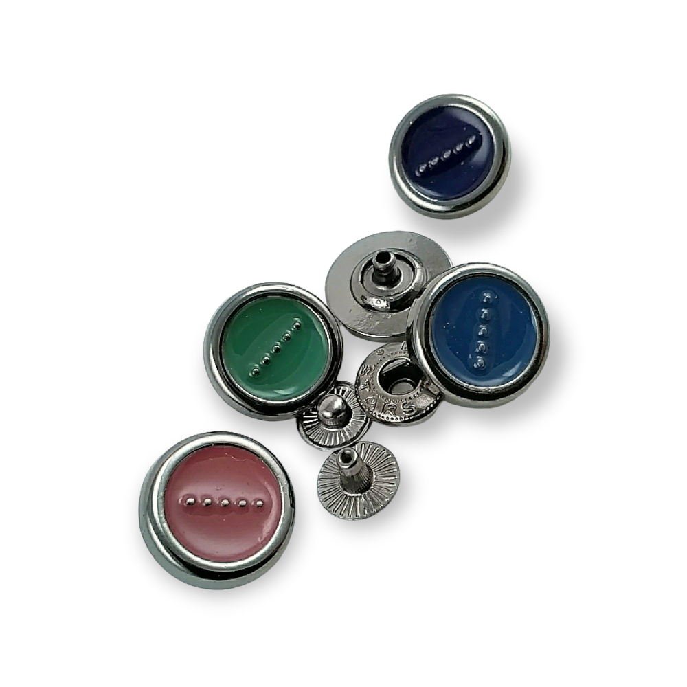 Snap Fasteners - Snap Button Enamel and Dotted Design 15 mm - 24 L