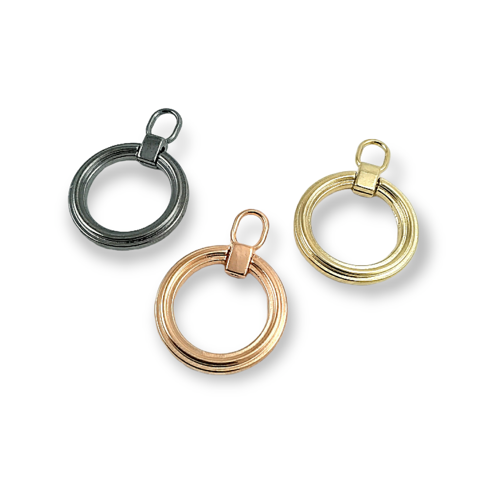 Zipper Metal Pullers Ring Shape Zinc Alloy 25 mm - Aesthetic Zipper Pullers