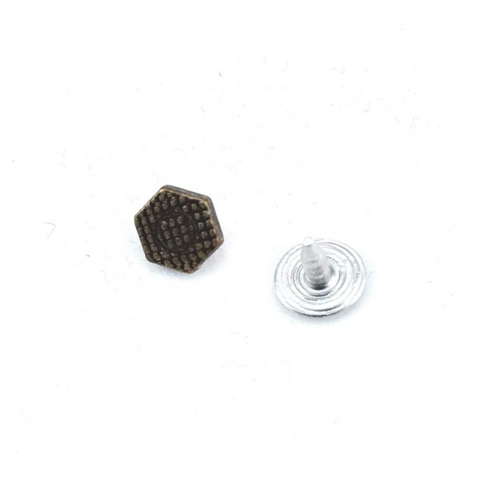 Rivet | Hexagon Shape - Dotted Patterned Metal 8x8 mm Rivet